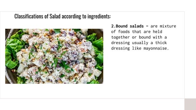 Q4_PPT3_Classifications of Salad according to ingredients.pptx | Nutrition | Healthy Living