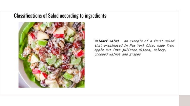 Q4_PPT3_Classifications of Salad according to ingredients.pptx | Nutrition | Healthy Living