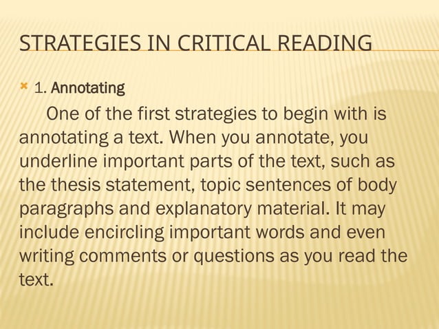 Reading and Writing skills 11 - strategies for critical reading | PPT