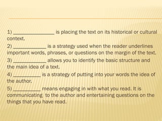 Reading and Writing skills 11 - strategies for critical reading | PPTX
