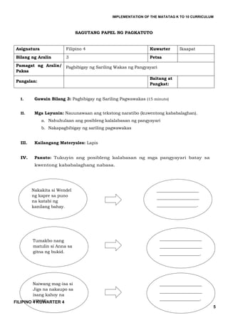 Q4_WS_Filipino 4_Lesson 3_Week 3.Filipinopdf | PDF