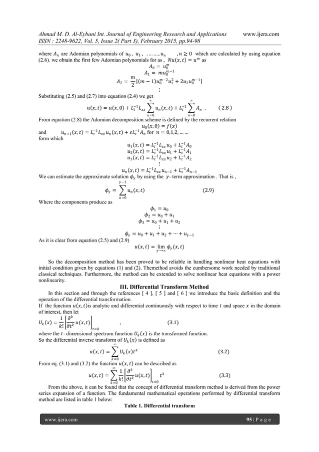 Adomian decomposition Method and Differential Transform Method to solve the Heat Equations with ...