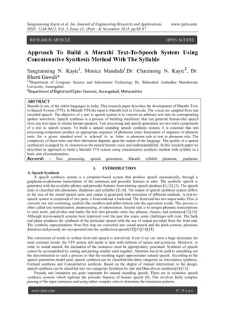 Approach To Build A Marathi Text-To-Speech System Using Concatenative ...