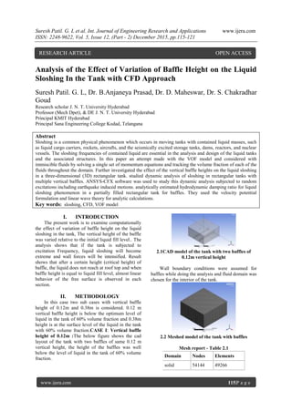 Analysis of the Effect of Variation of Baffle Height on the Liquid ...