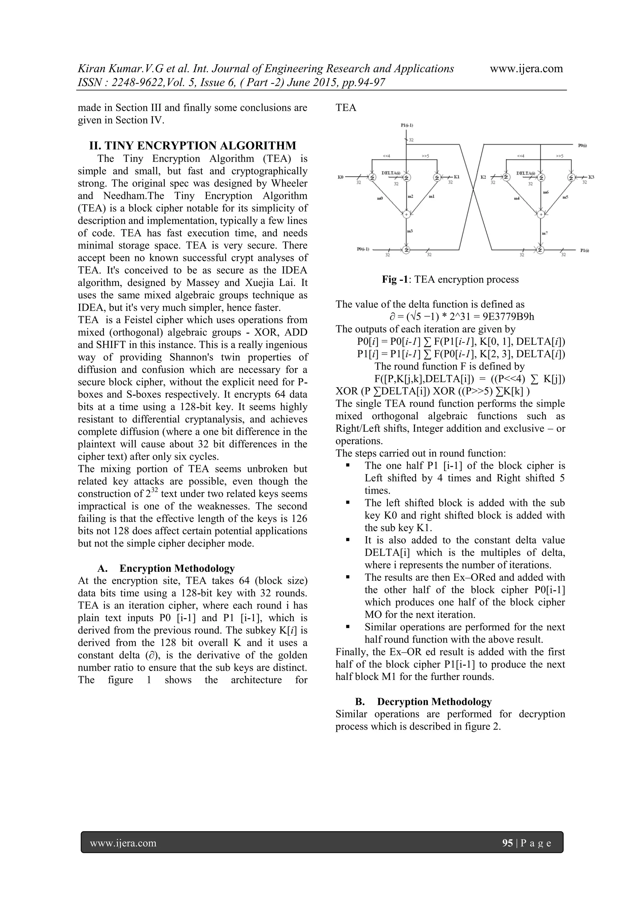 Design And Implementation Of Tiny Encryption Algorithm | PDF