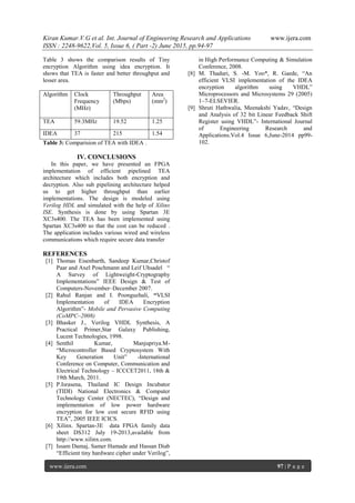 Design And Implementation Of Tiny Encryption Algorithm | PDF