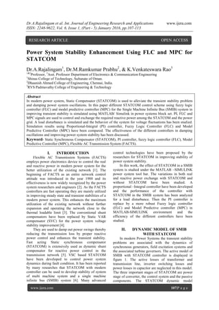 Power System Stability Enhancement Using FLC and MPC for STATCOM | PDF
