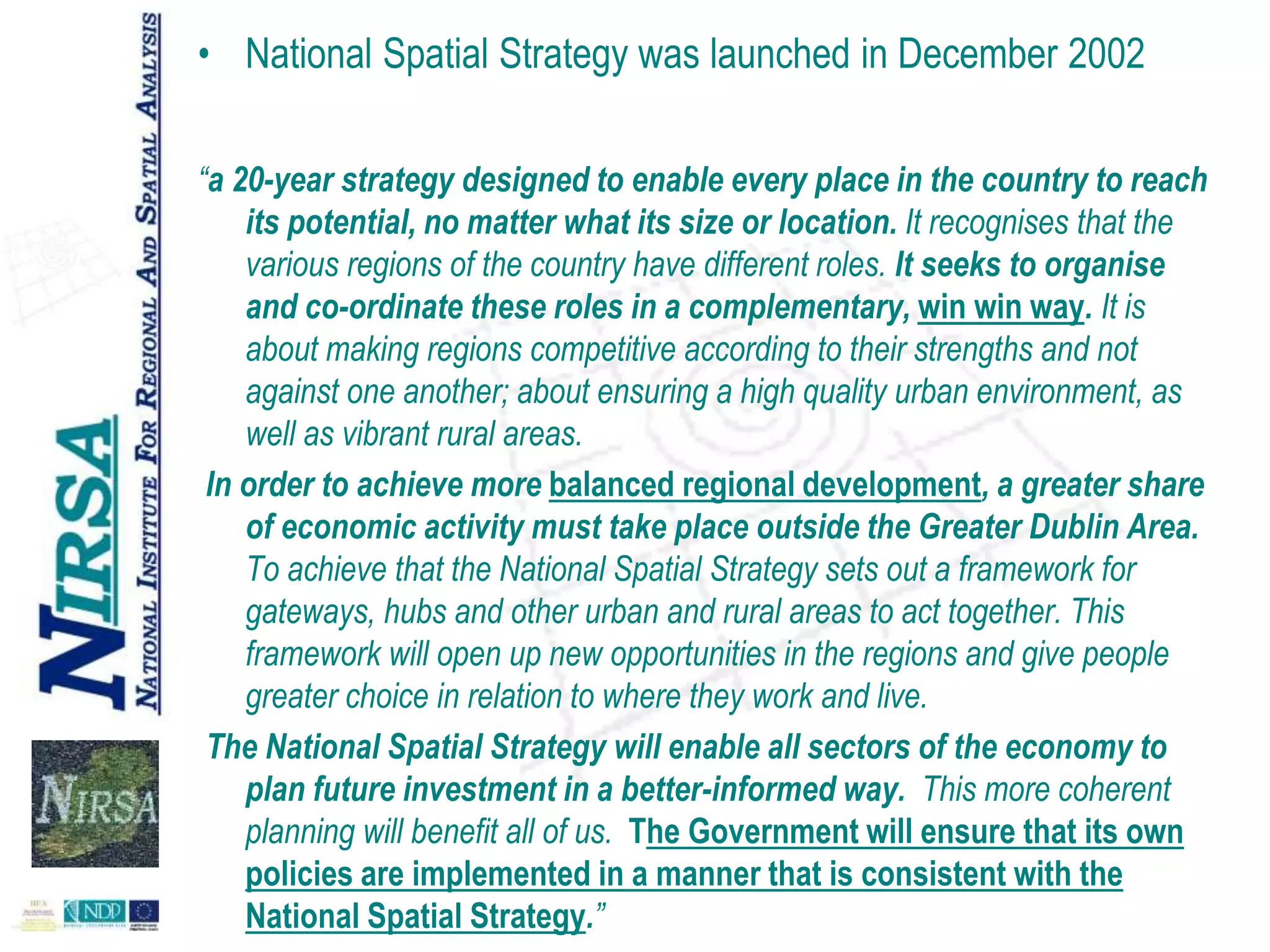 Why the National Spatial Strategy failed and prospects for the National ...