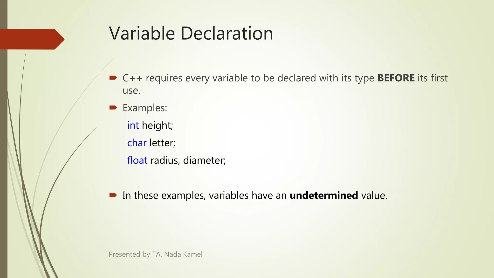 CS106 Lab 2 - Variables declaration | PPSX