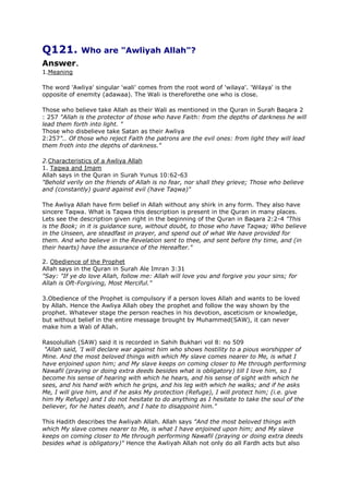 Q90 who is awliyah allah | PDF