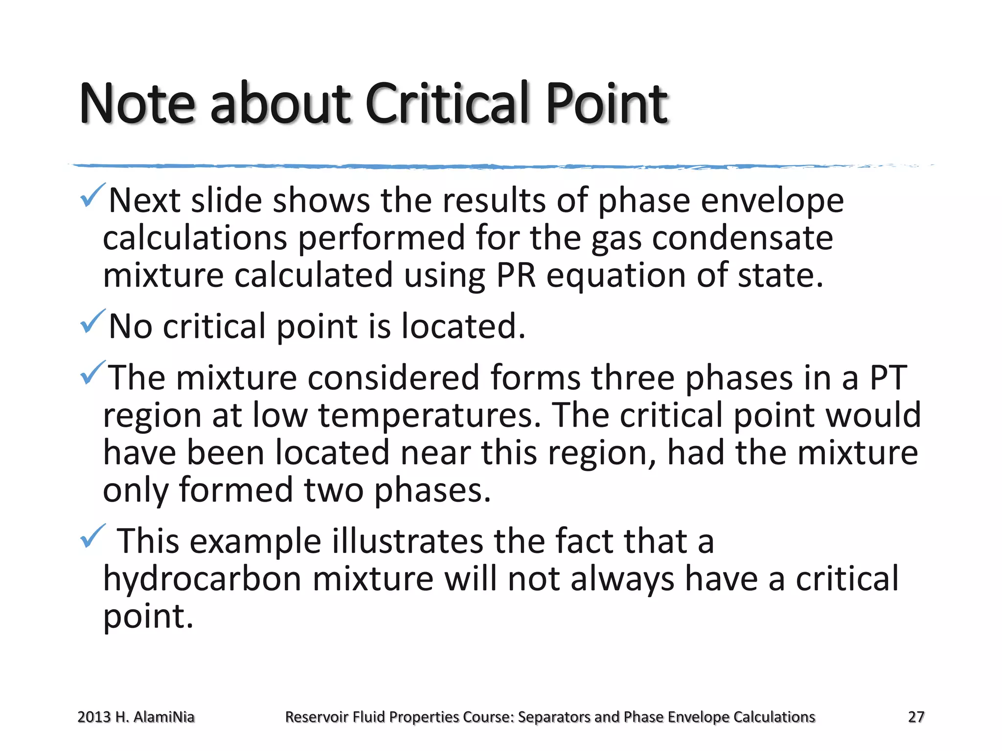 Q913 rfp w3 lec 12, Separators and Phase envelope calculations | PDF
