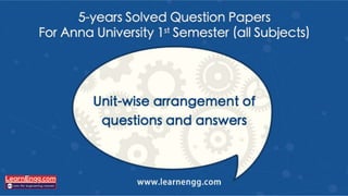 Introducing solved Question Papers of last 5 years for Anna University ...