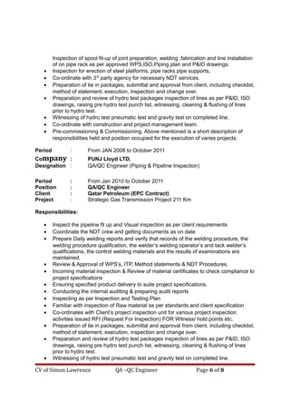 QA/QC Engineer - simon lawrence | DOC