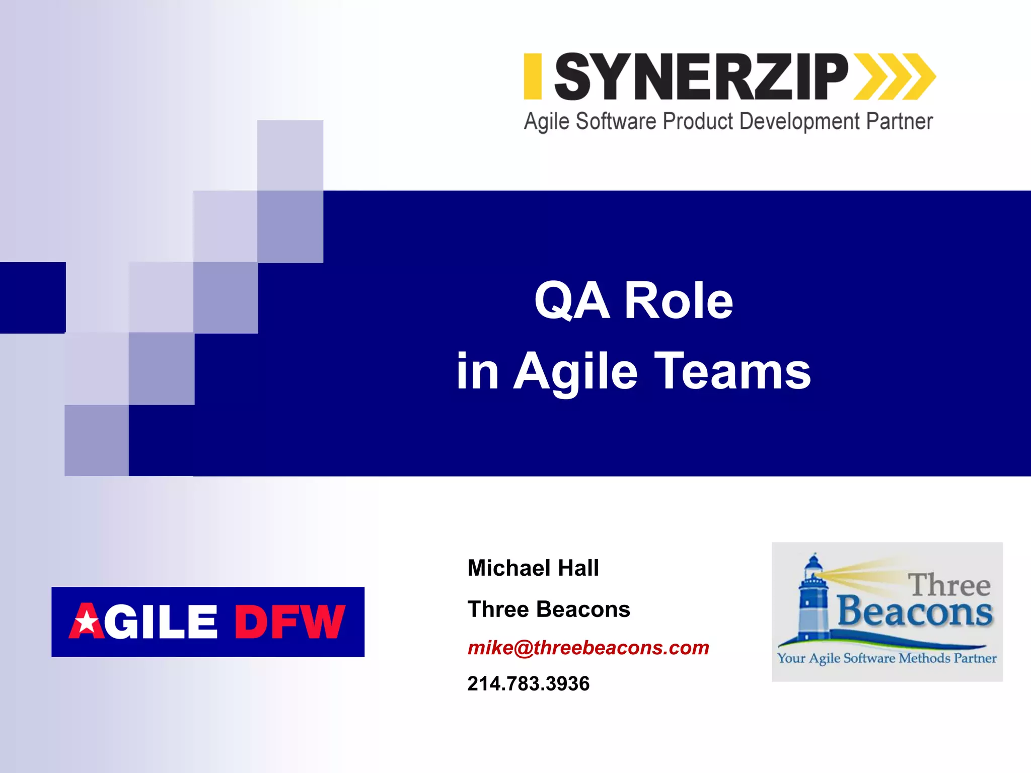 QA Role in Agile Teams | PPT QA Role in Agile Teams | PPT