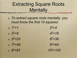Qa05 square root and cube root | PPTX