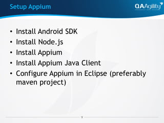 QAAgility Presentation - Cucumber with Appium | PDF