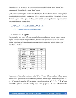 Gofatho- Morphology And Syntax | PDF