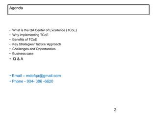 QA Center Of Excellence (TCoE) | PDF