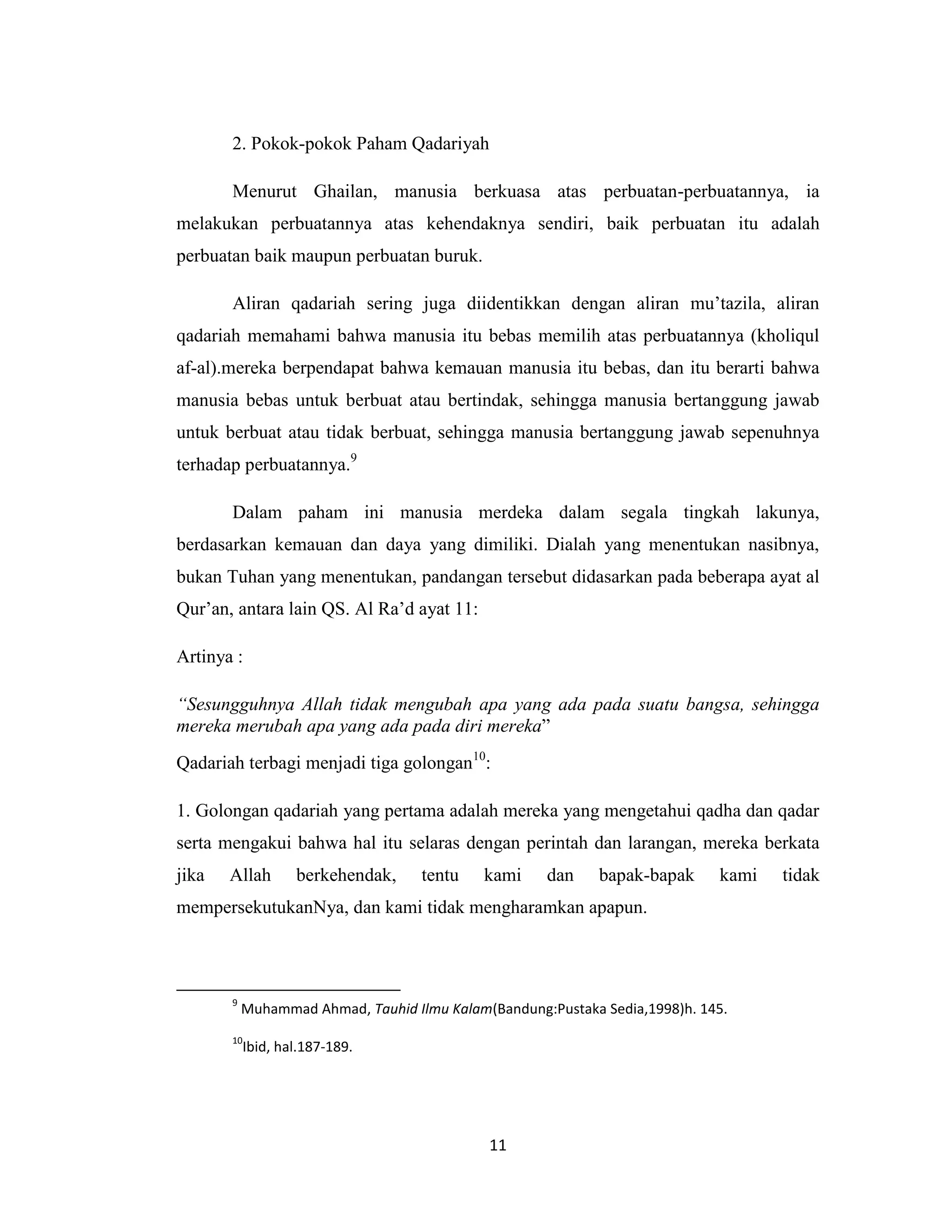 Qadariah dan jabariah | DOCX