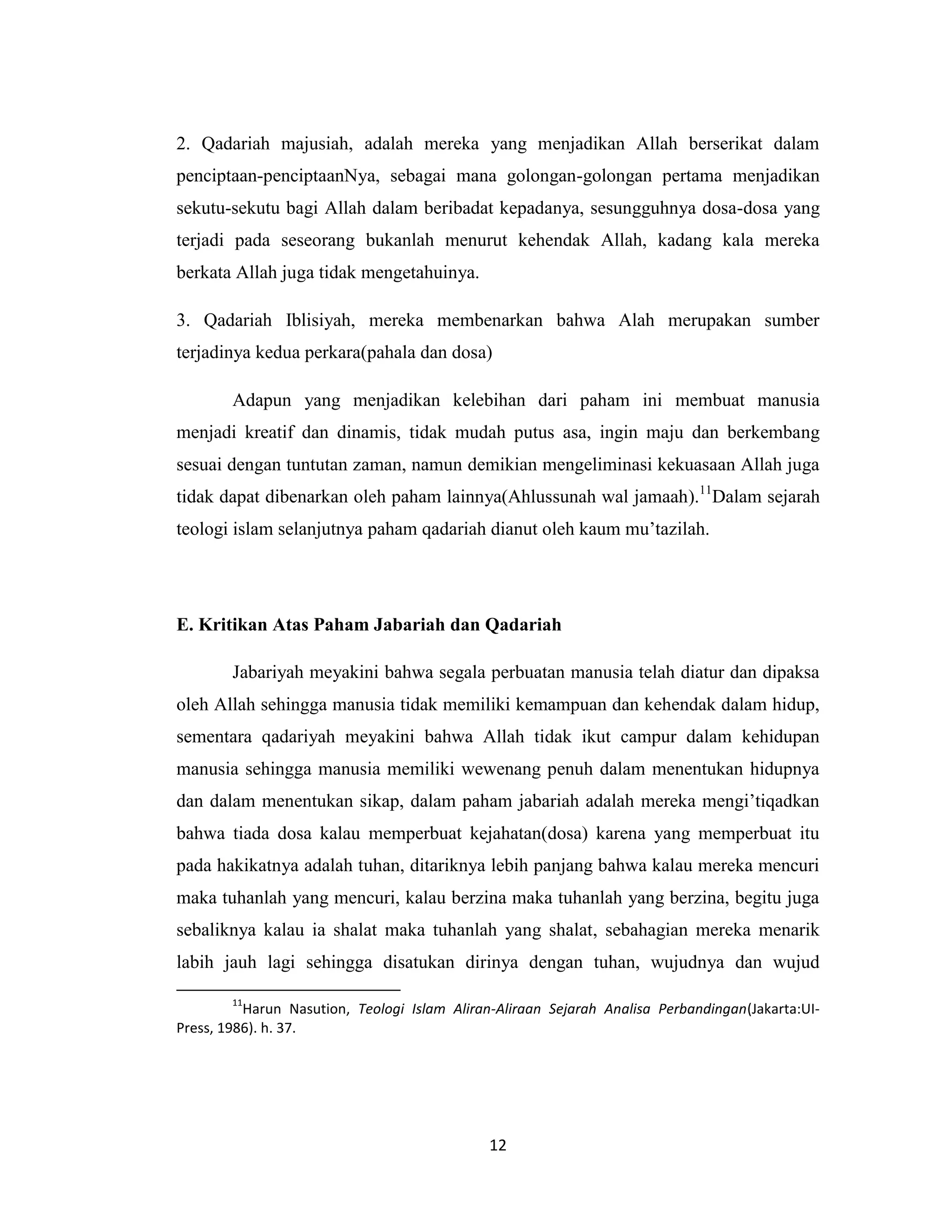 Qadariah dan jabariah | DOCX