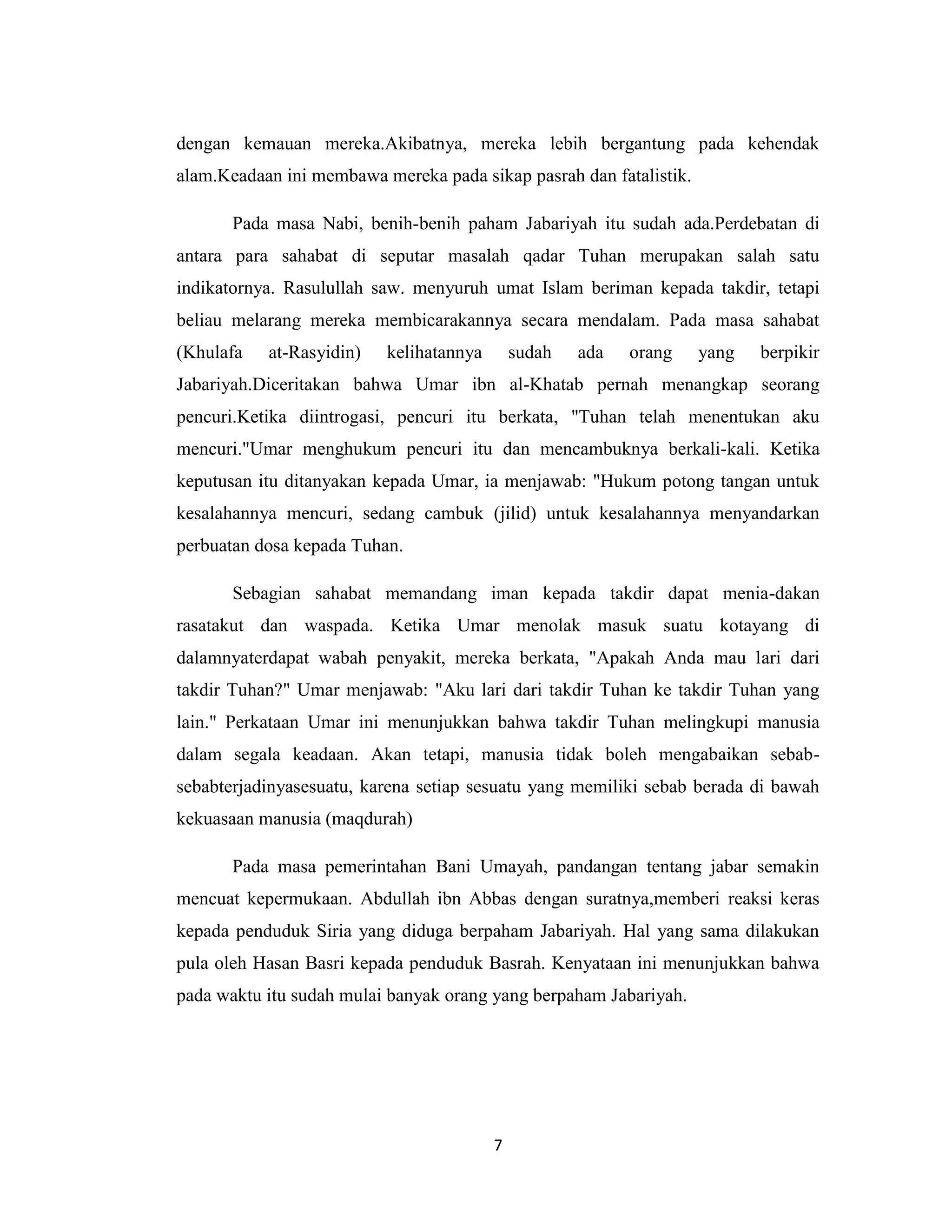 Qadariah dan jabariah | DOCX