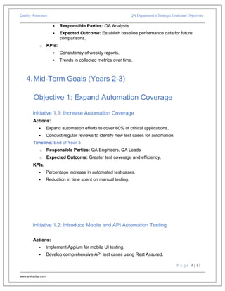 QA Strategic Plan for 5 Years from TMMI Initial to Level 5 | PDF
