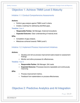 QA Strategic Plan for 5 Years from TMMI Initial to Level 5 | PDF