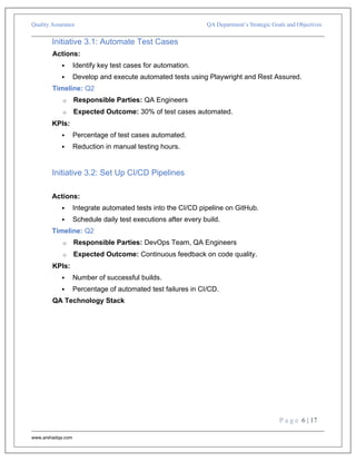 QA Strategic Plan for 5 Years from TMMI Initial to Level 5 | PDF