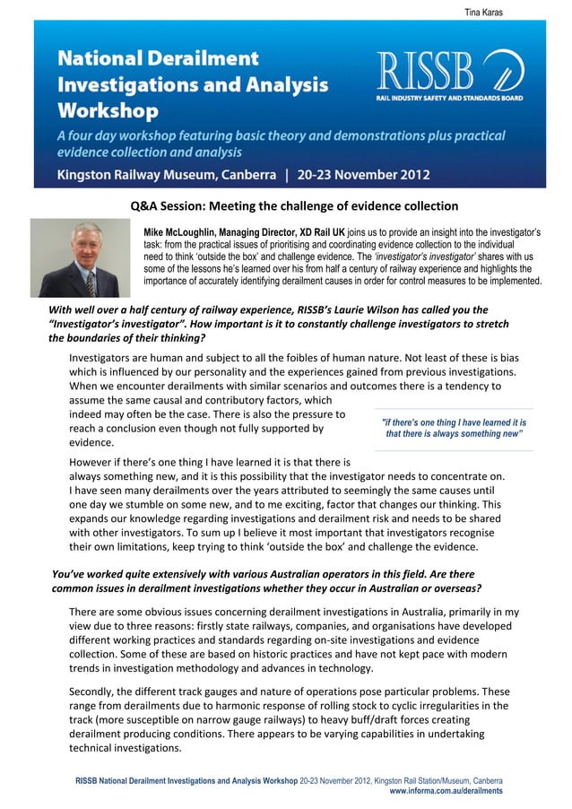 Q&A Derailments With Mike Mc Loughlin | PDF