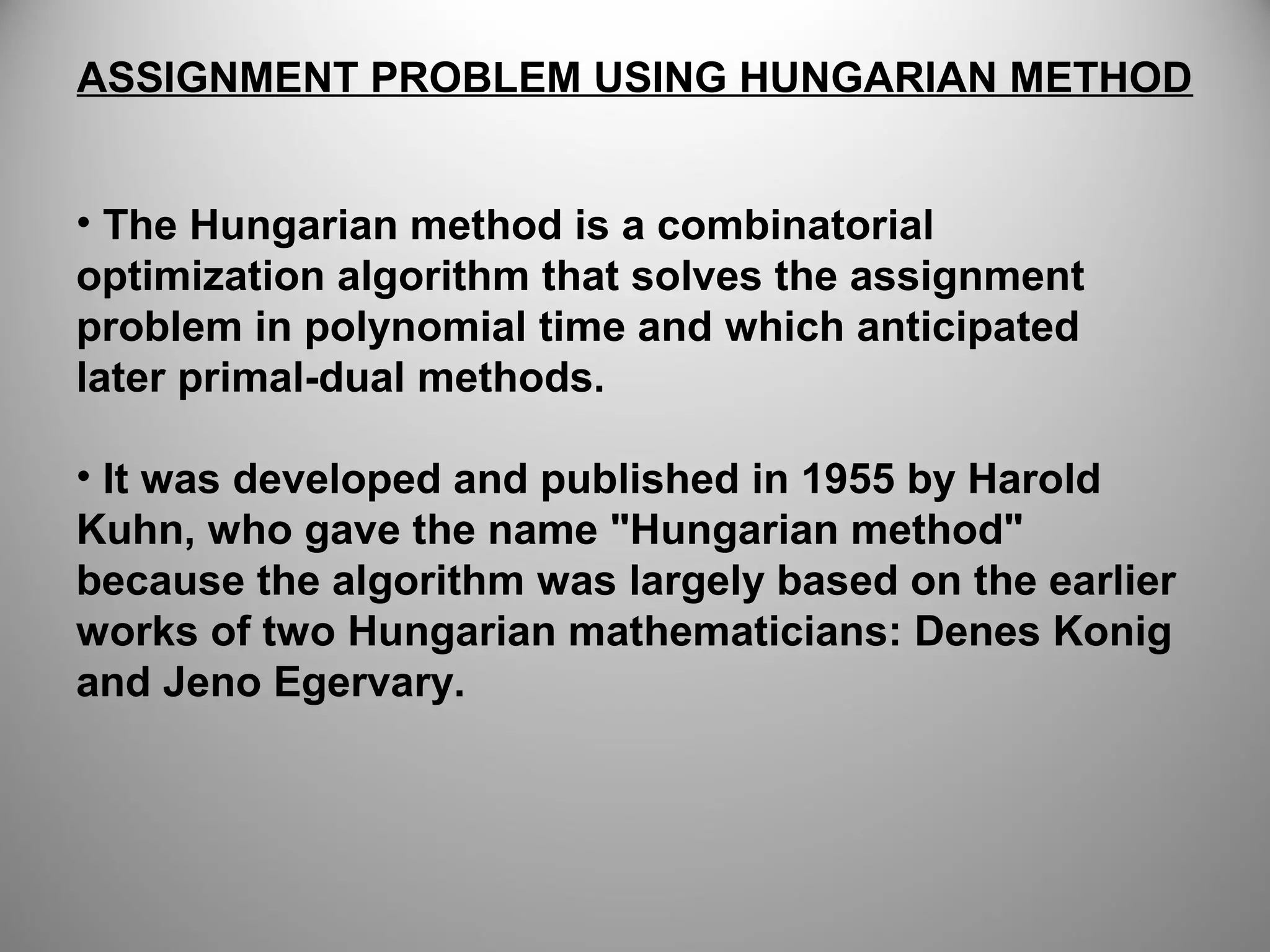 Assignment Problem | PPT