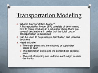 Transportation Modelling - Quantitative Analysis and Discrete Maths | PPTX