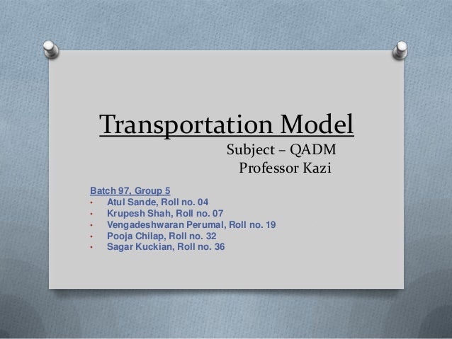 Transportation Modelling Quantitative Analysis And Discrete Maths