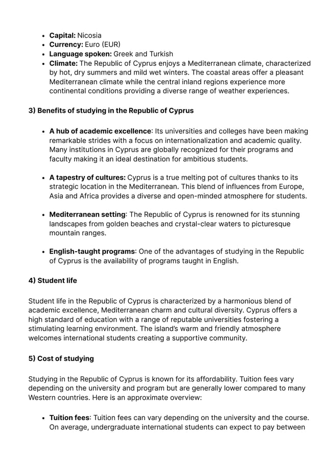 Why Study in Republic of Cyprus: Education & Cultural Diversity | PDF