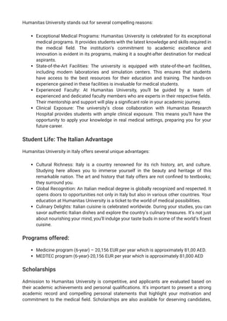 Humanitas University Italy: Advancing Medical Education | PDF