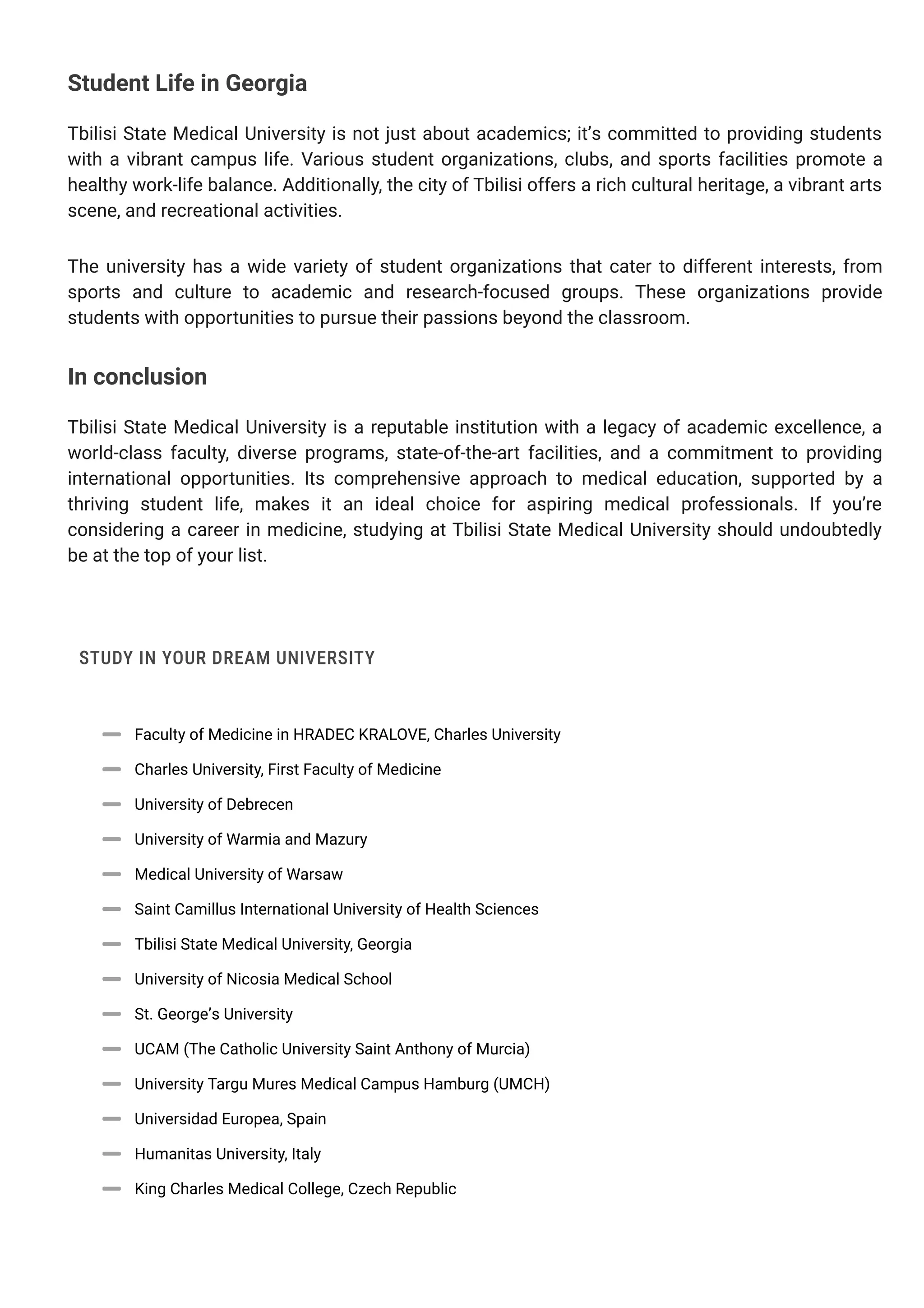 Tbilisi State Medical University: Leading Medical Education | PDF