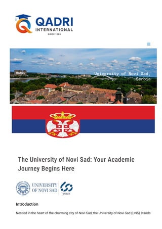 University of Novi Sad Serbia: Academic Excellence in Europe | PDF