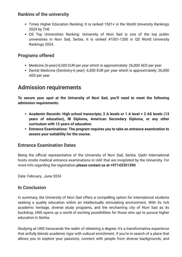 University of Novi Sad Serbia: Academic Excellence in Europe | PDF