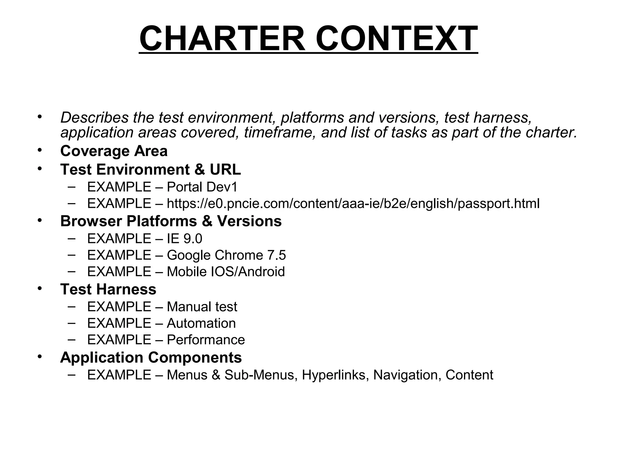 Qa exploratory test charter template | PPT