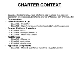 Qa exploratory test charter template | PPT