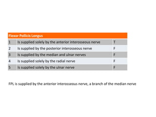 Exam Questions Forearm Deep Flexors | PPTX | Death, Injury, or Military ...