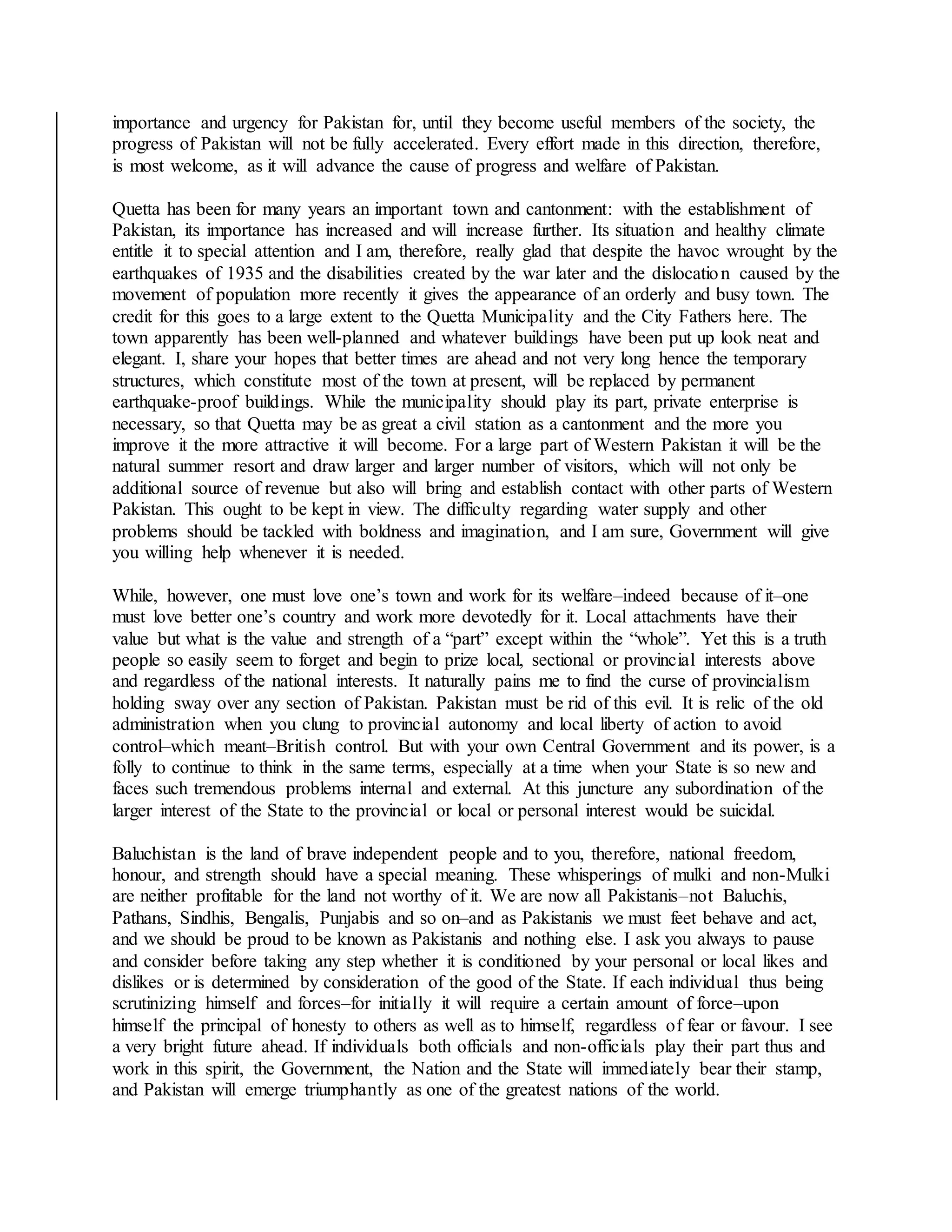 Qaid e azam's speeches | DOCX