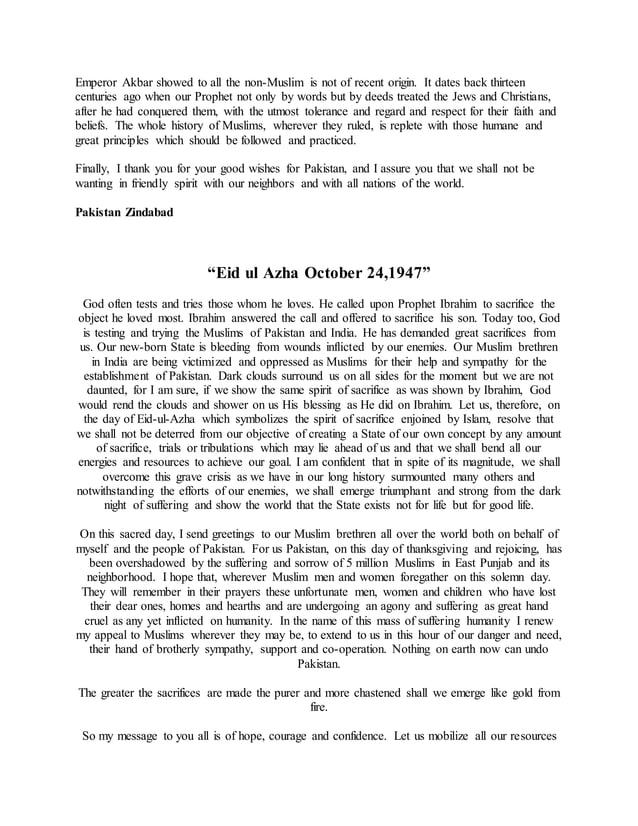 Qaid e azam's speeches | DOCX