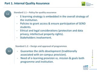 QA in blended and online education: Main findings of the ENQA WG E ...