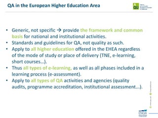 QA in blended and online education: Main findings of the ENQA WG E ...