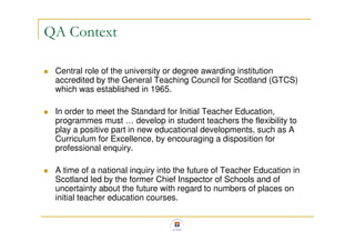Quality Assurance in Teacher Education in Scotland | PDF