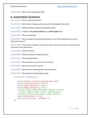 Software Quality Assurance Interview Questions | PDF