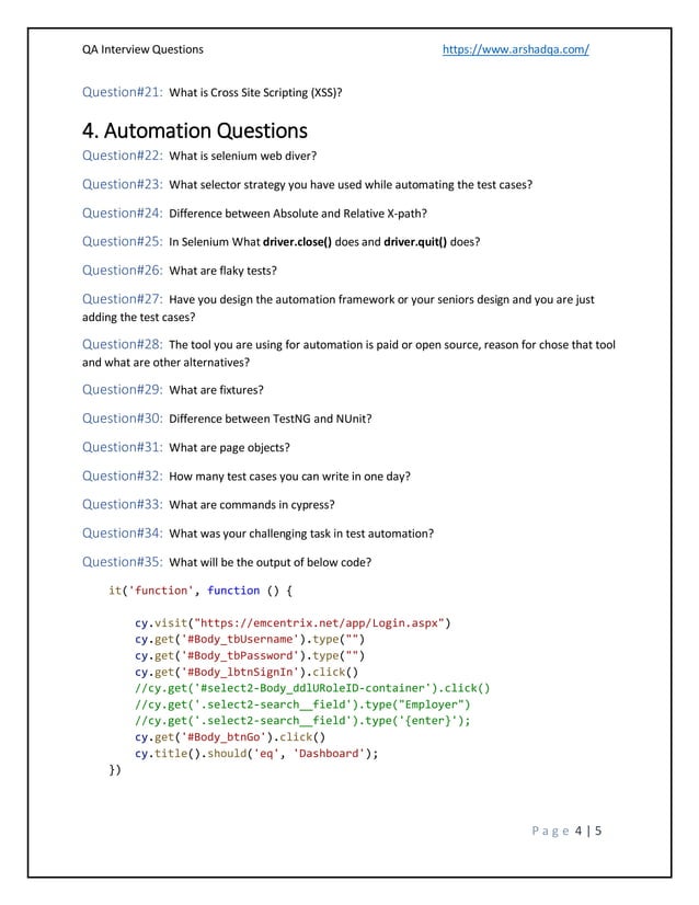 Software Quality Assurance Interview Questions | PDF