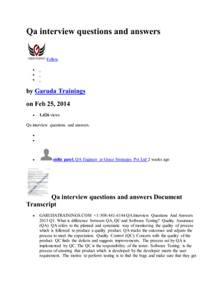Qa interview questions and answers | DOCX