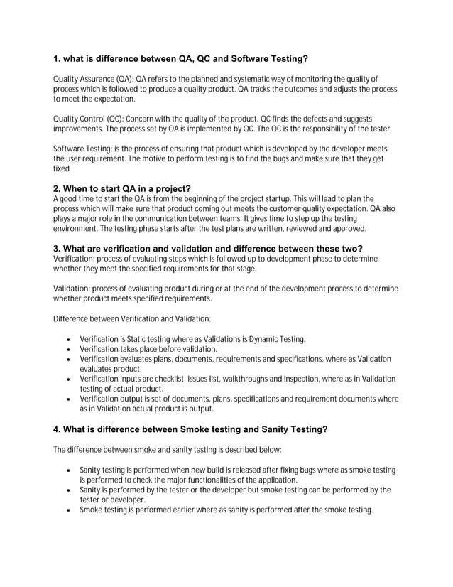 QA interview questions and answers | PDF