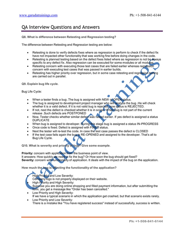 Qa Interview Questions And Answers For Placements Pdf